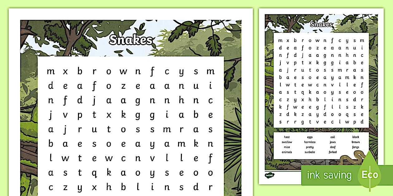 Australian Animals (Snakes) Years 3-6 Word Search - Twinkl