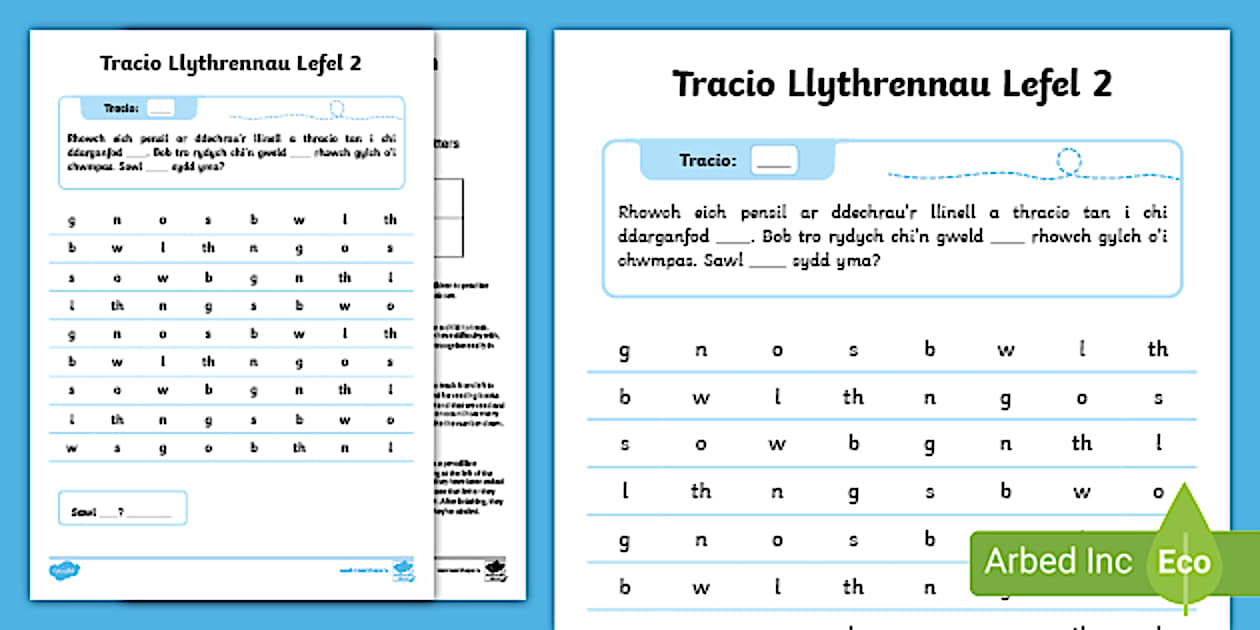 Tracio Llythrennau Lefel 2 (teacher made) - Twinkl