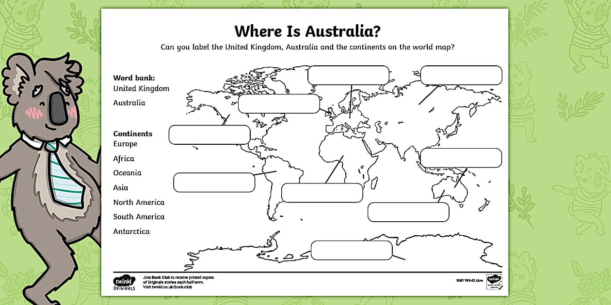 Editable Part of the Party: Where Is Australia? Map Worksheet