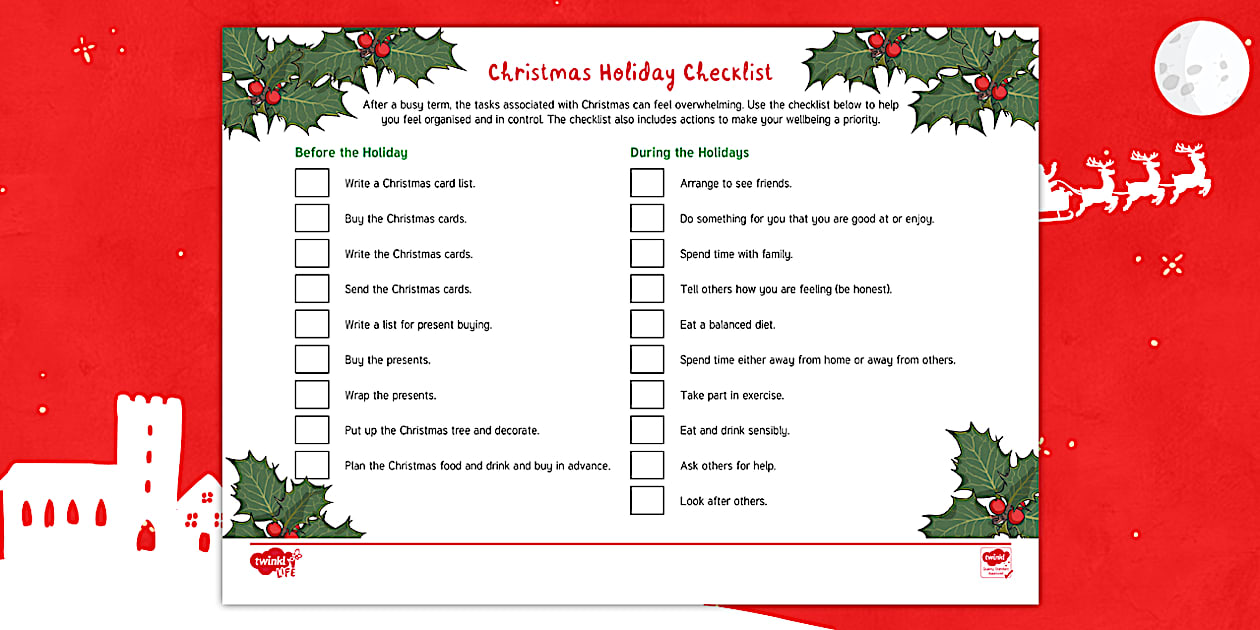 Wellbeing Holiday Checklist | Staff Wellbeing | Twinkl