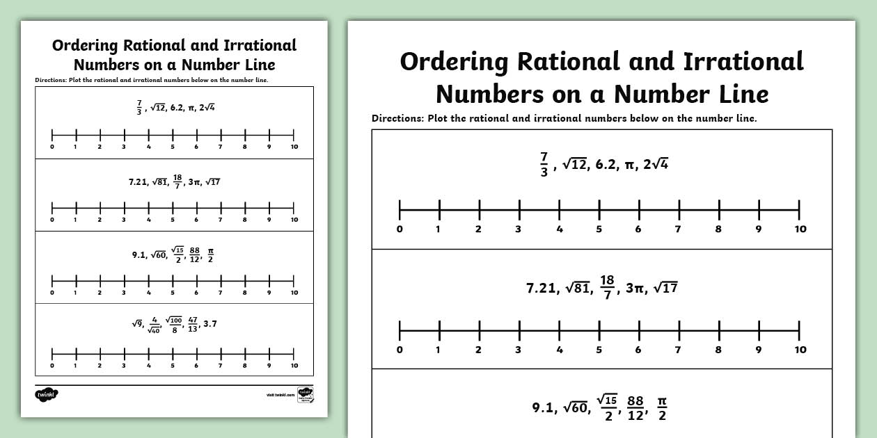 Eighth Grade Ordering Rational and Irrational Numbers on a Number Line