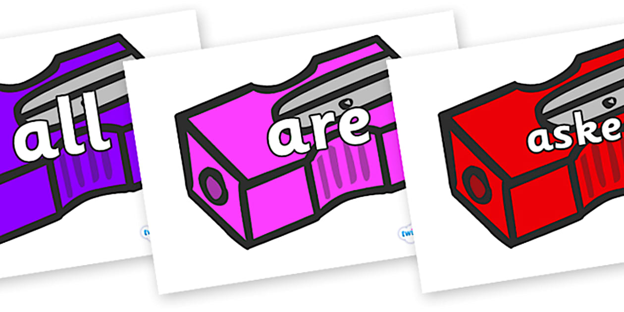 Tricky Words on Pencil Sharpeners (teacher made) - Twinkl