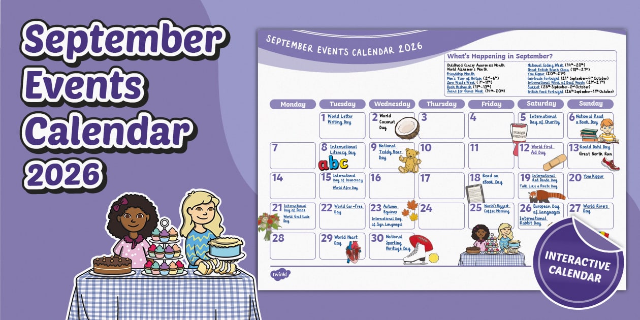 September Events Calendar - Twinkl