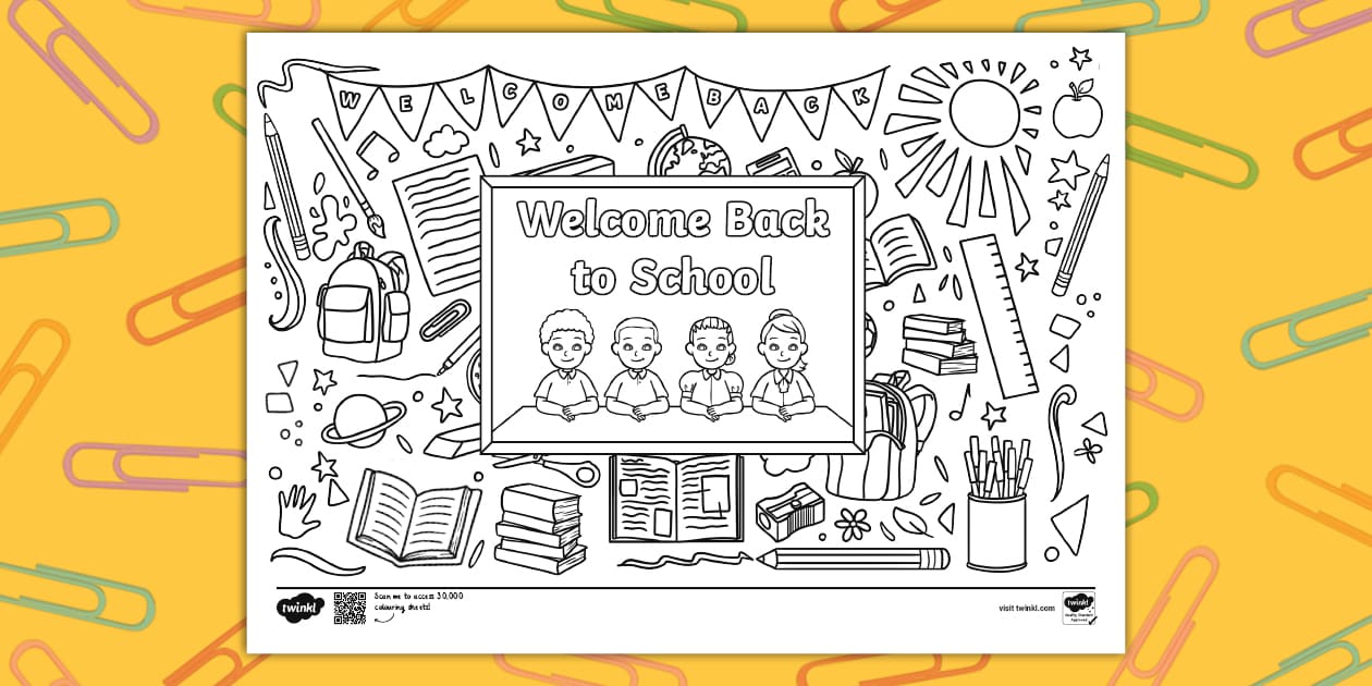 Back to School Doodle Colouring Sheet (Teacher-Made)
