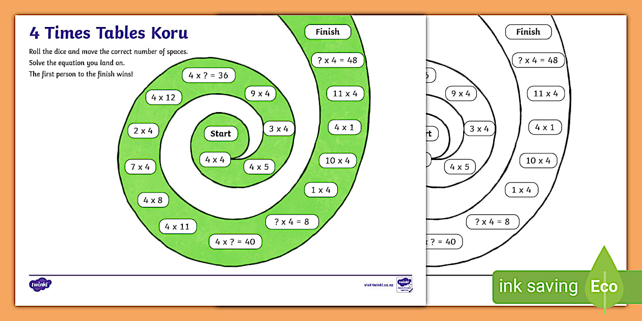 Stage 5 (Phase 1): Four Times Tables Koru Maths Game