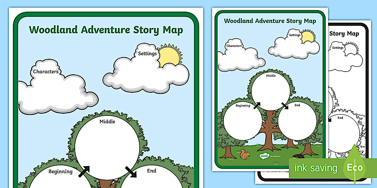 Woodland Adventure Story Map Activity - Fiction Story Map