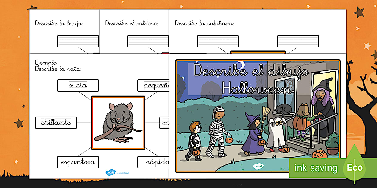 Describir la imagen de Halloween Pautas - Twinkl