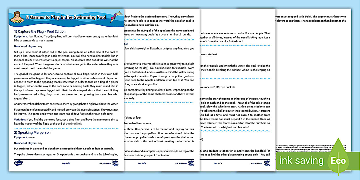 8 Swimming Pool Games