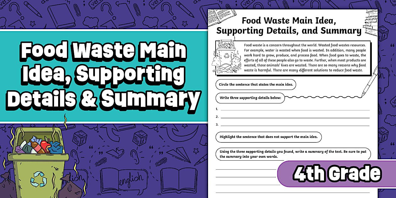 4th Grade Food Waste Worksheet