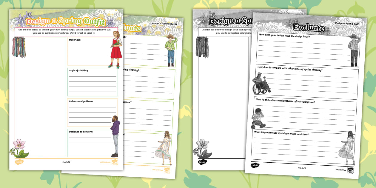 Design a Spring Outfit Worksheet (teacher made) - Twinkl