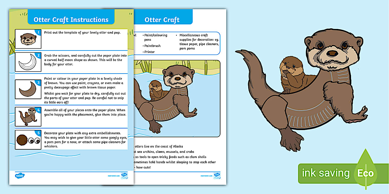 Black and White Paper Plate Otter Craft (teacher made)