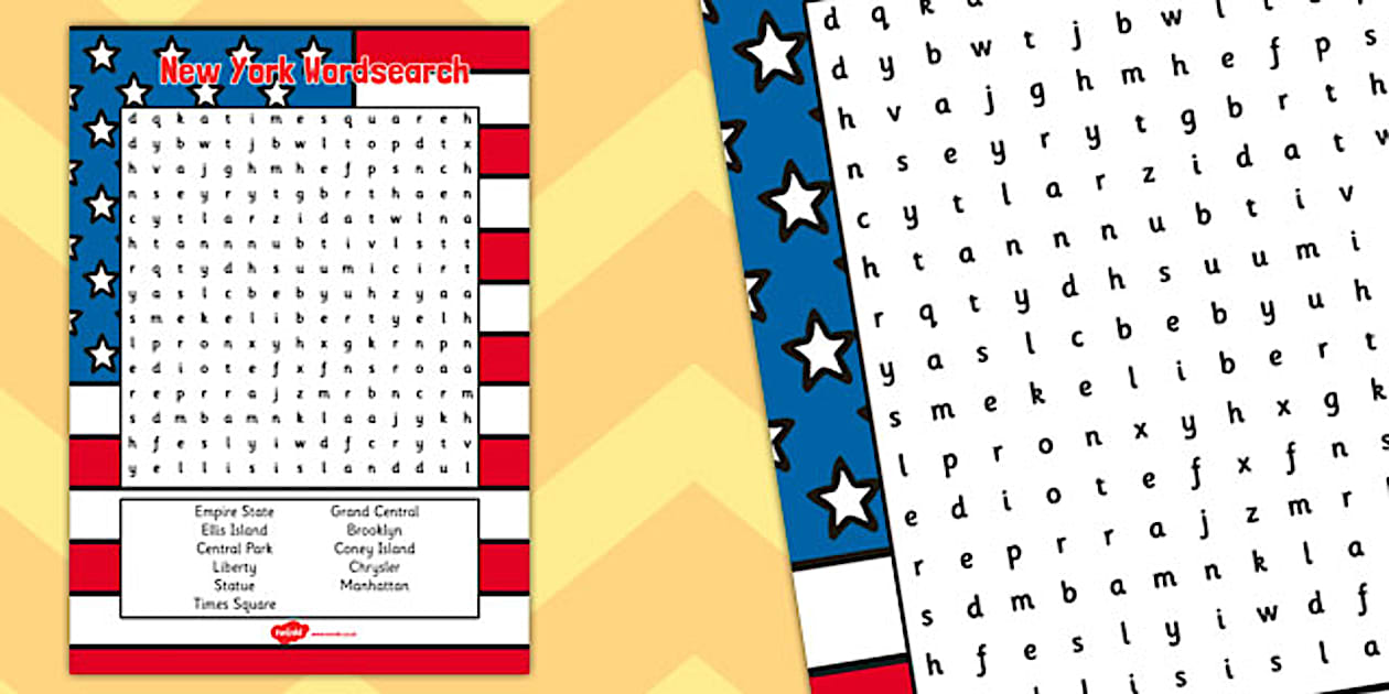 Black and White New York Themed Word Search (Lehrer gemacht)
