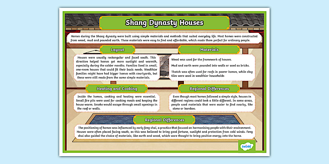 Shang Dynasty Houses Fact File (teacher made) - Twinkl