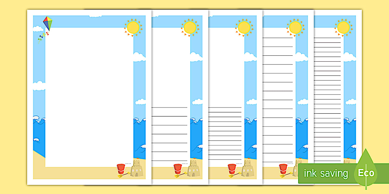 Editable Seaside Scene Page Border (teacher made) - Twinkl