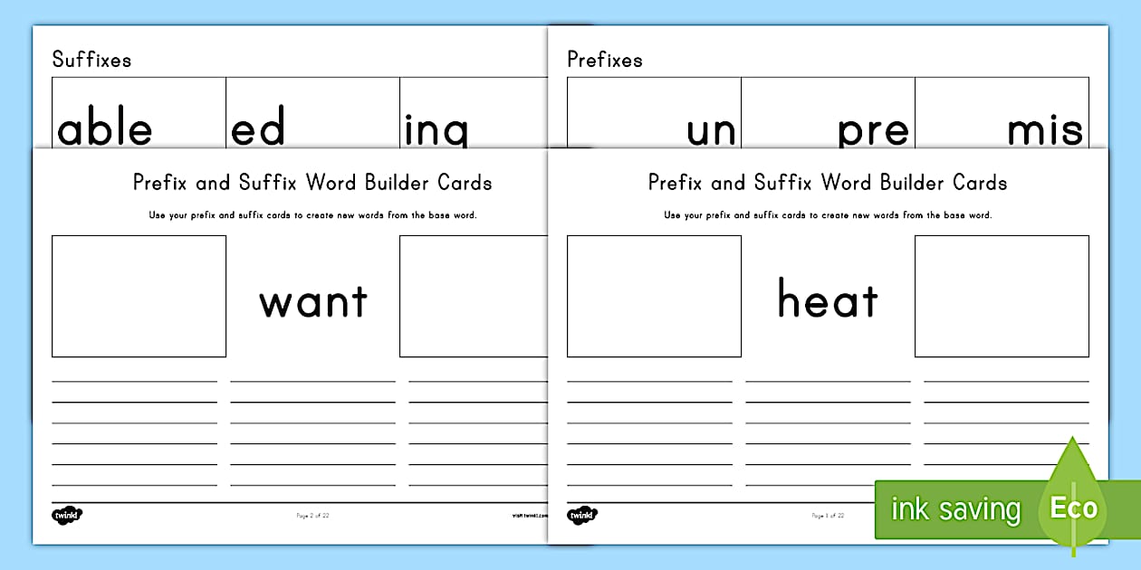 Prefix and Suffix Word Builder Cards (teacher made) - Twinkl