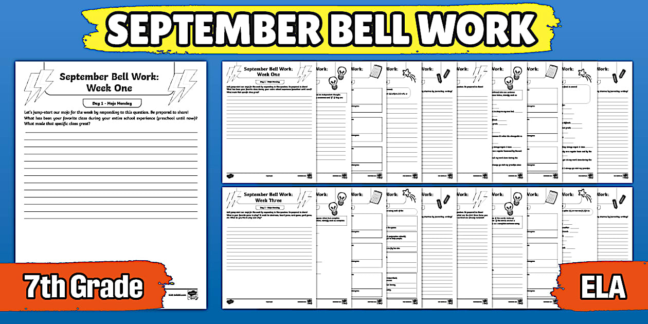 Seventh Grade ELA September Bell Work Bundle