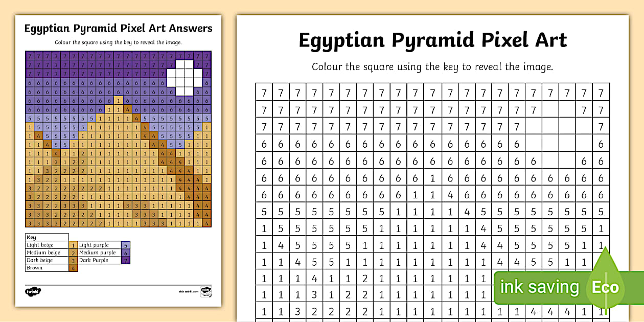 Egyptian Pyramid Pixel Art Template (teacher made) - Twinkl