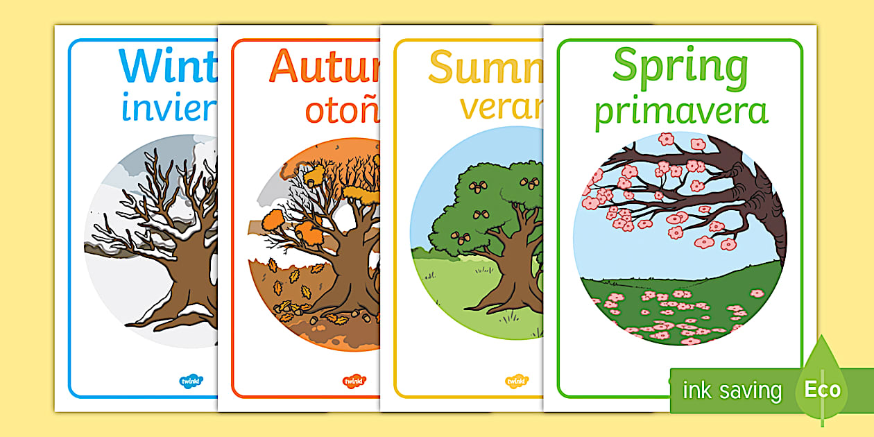 Four Seasons Display Posters English/Spanish (Teacher-Made)