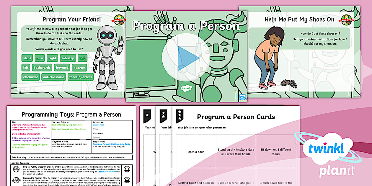 Computing: Programming Toys: Program a Person Year 1 Lesson Pack 3