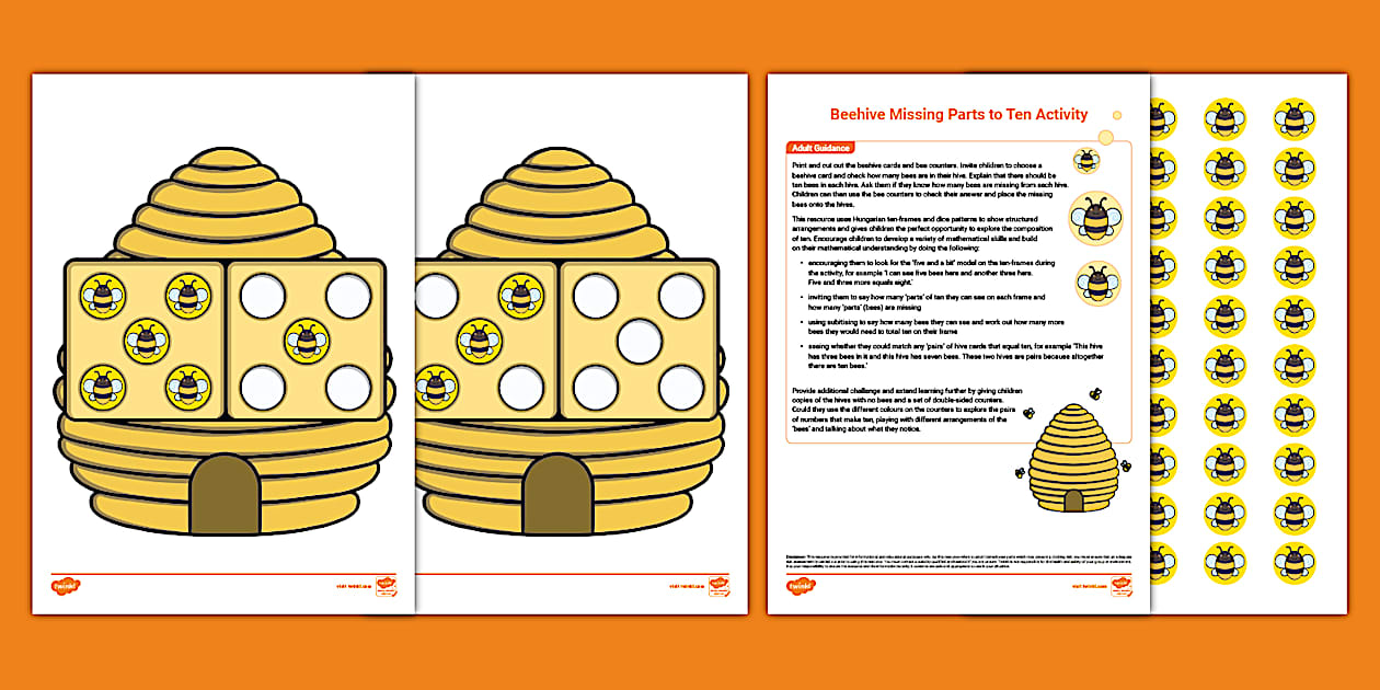 Beehive Missing Parts to Ten Activity (teacher made)