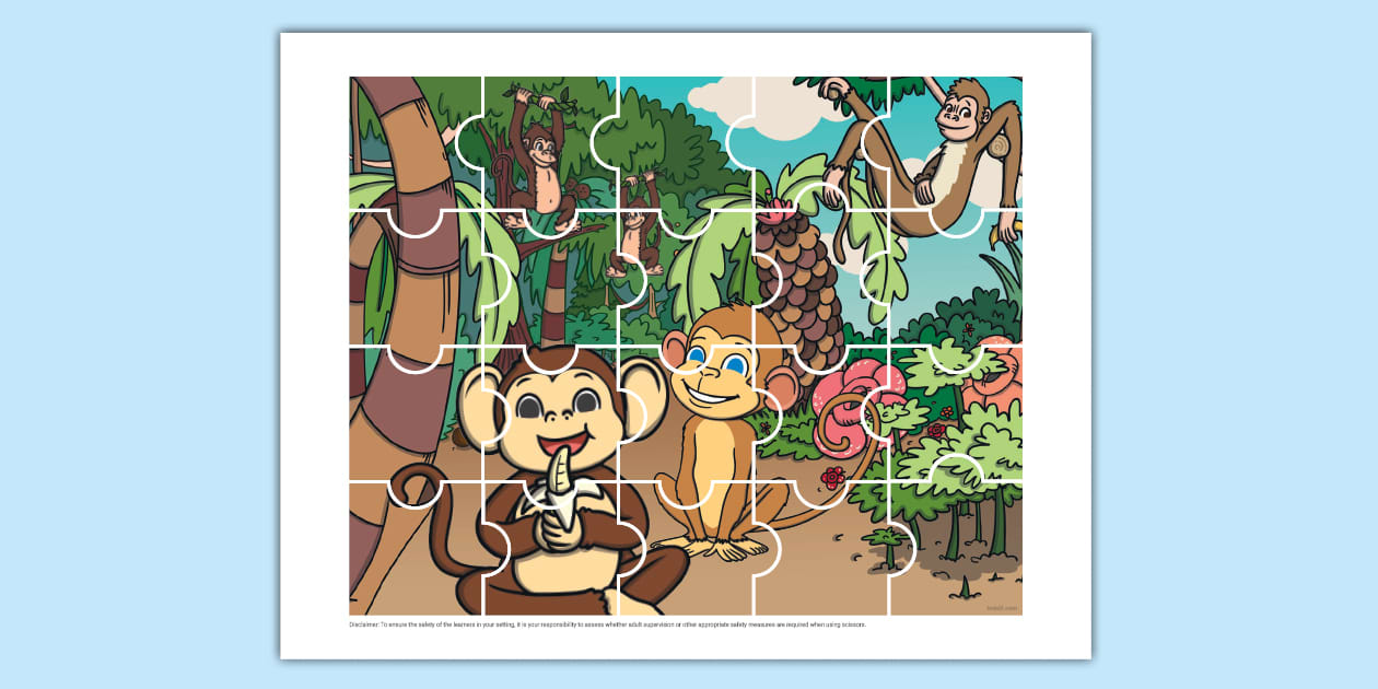 Monkey Jigsaw Puzzle (teacher made) - Twinkl