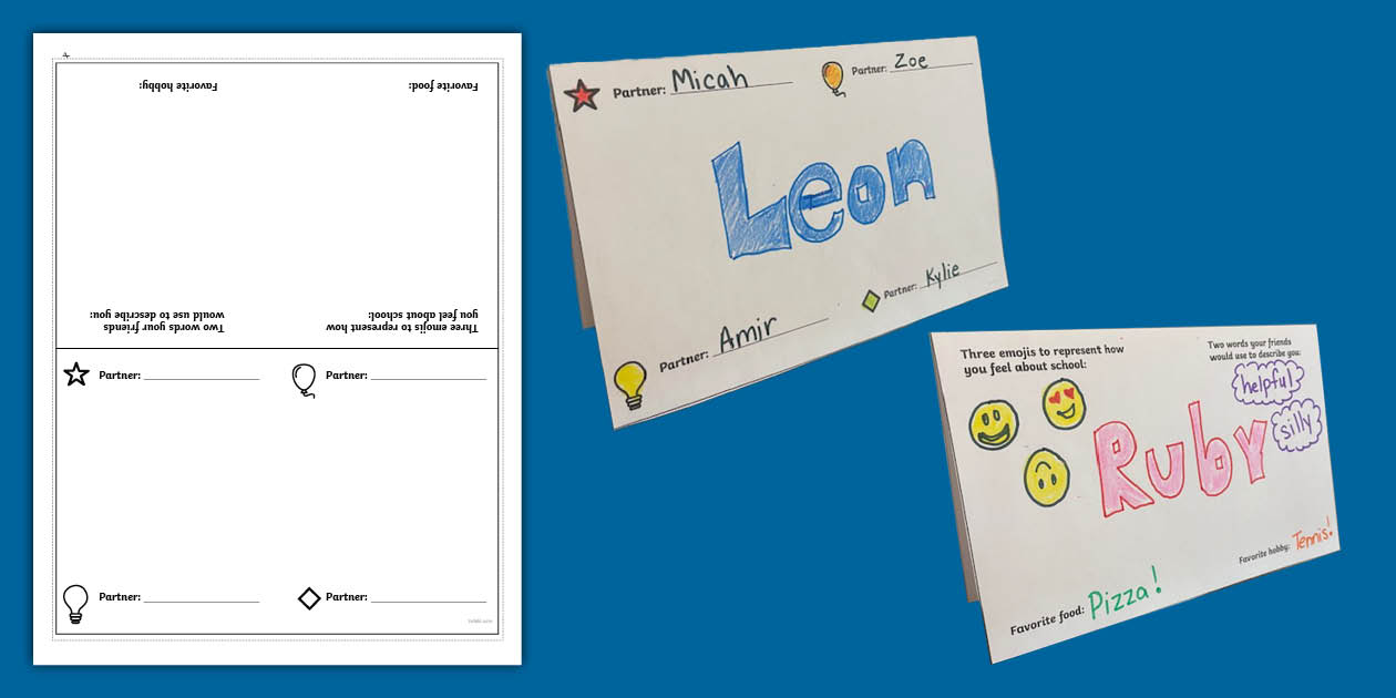 Name Tent Worksheet for 6th-8th Grade (teacher made)