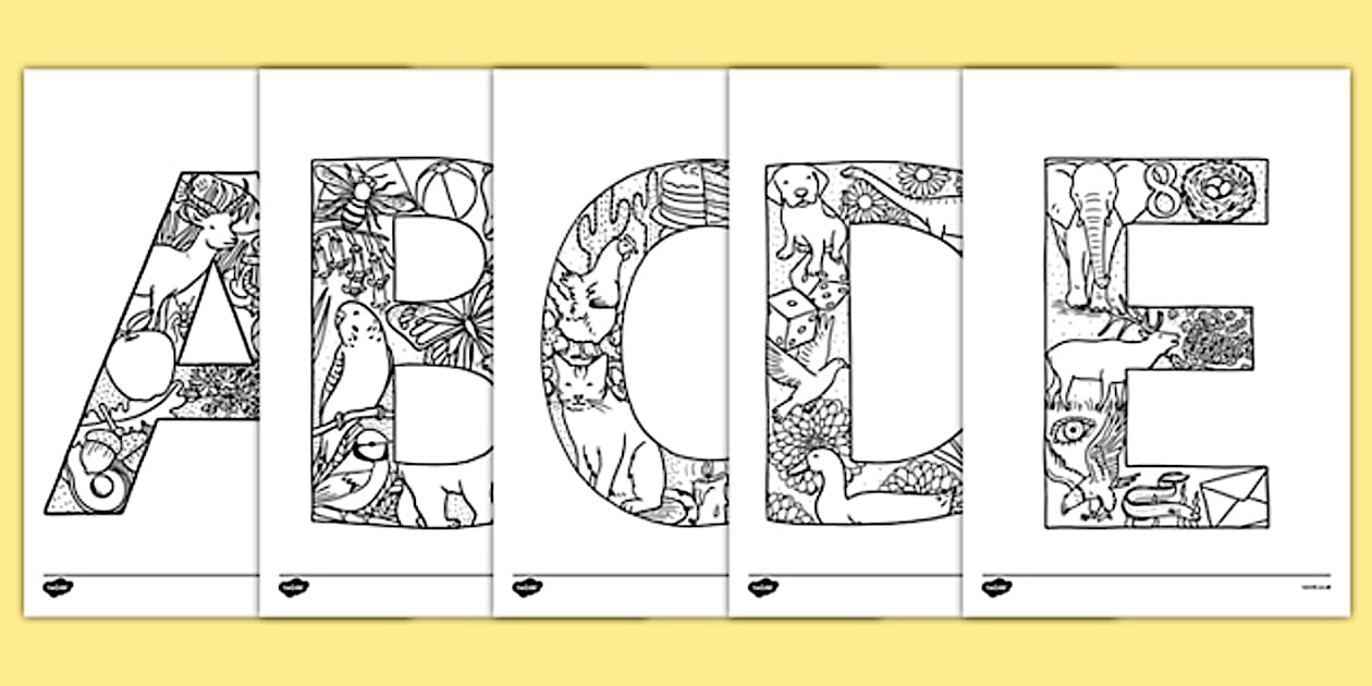 Adult Colouring Mindfulness Uppercase Alphabet Themed Sheets
