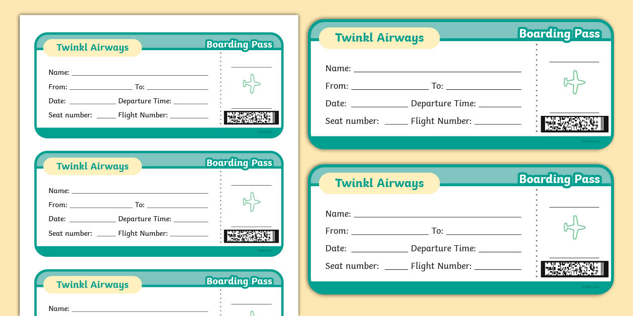 Irish Airport Role Play Boarding Pass - Twinkl Early Years