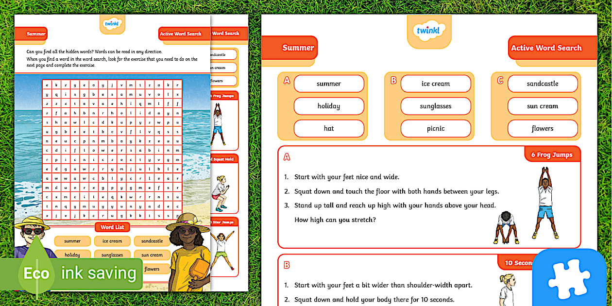 Summer Active Word Search Puzzle (teacher made) - Twinkl