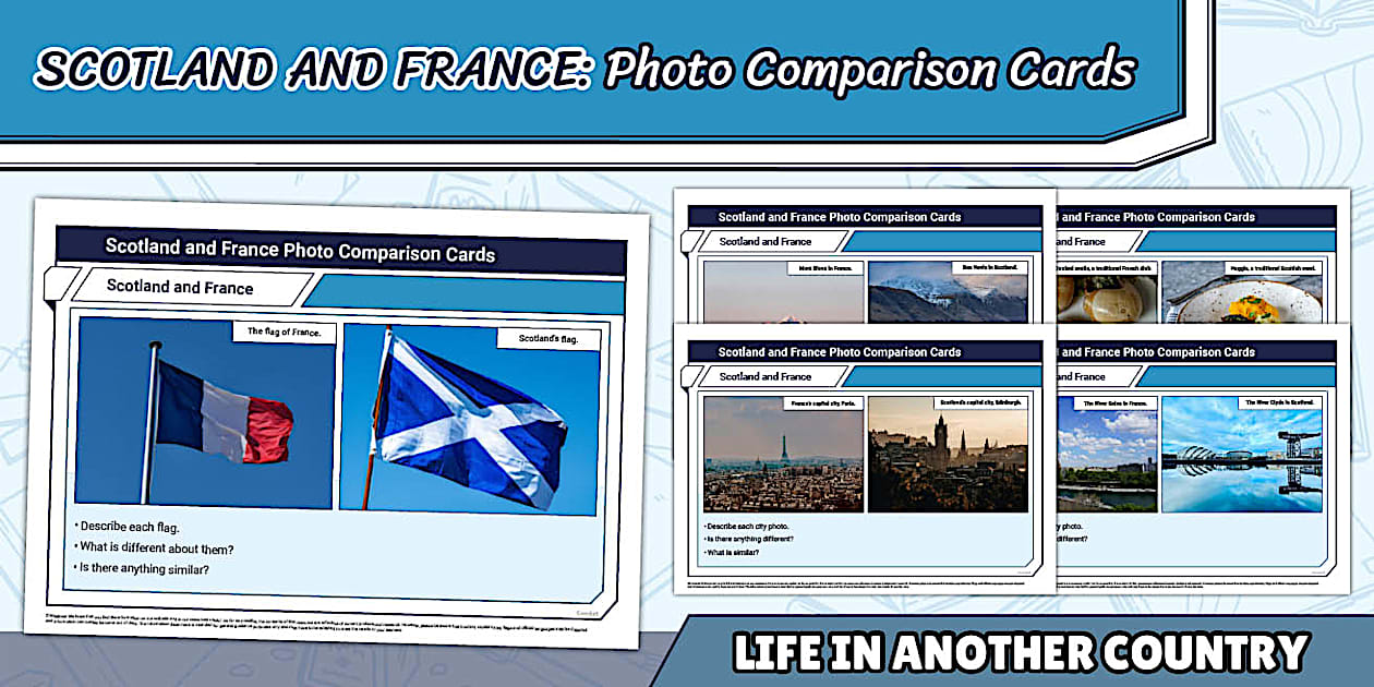 Scotland and France Photo Comparison Cards