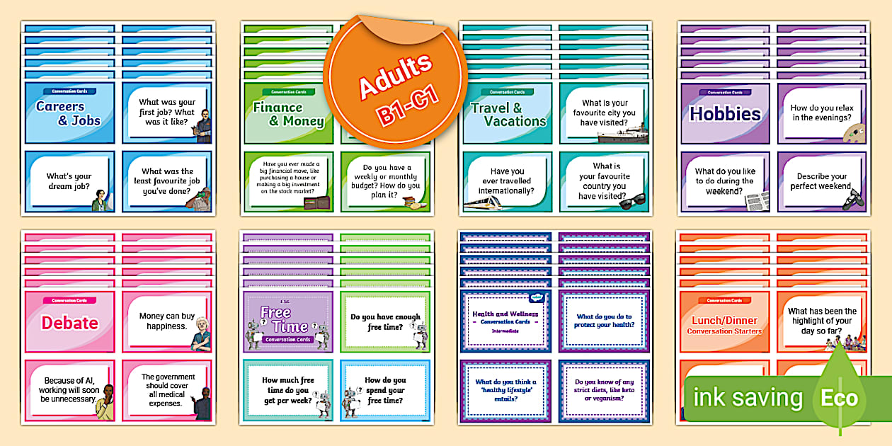 ESL Conversation Cards Pack [Adult, B1-C1] - Twinkl