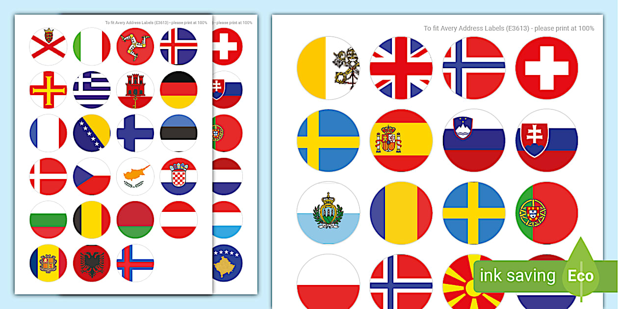 Flags of Europe Stickers - (teacher made) - Twinkl