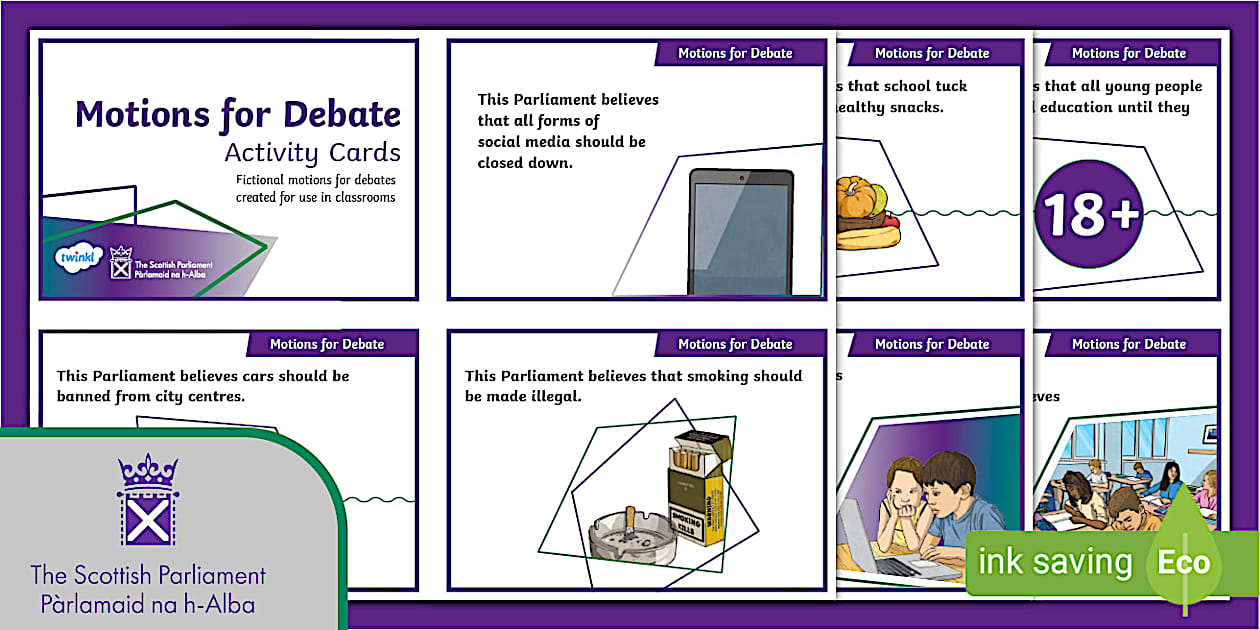 FREE! - Motions for Debate Activity Cards (teacher made)
