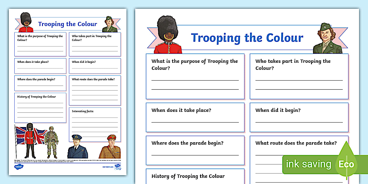 Trooping the Colour KS2 Fact File Template (teacher made)