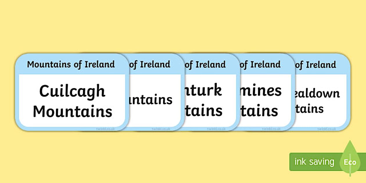 Mountains of Ireland Flashcards-Irish - Twinkl
