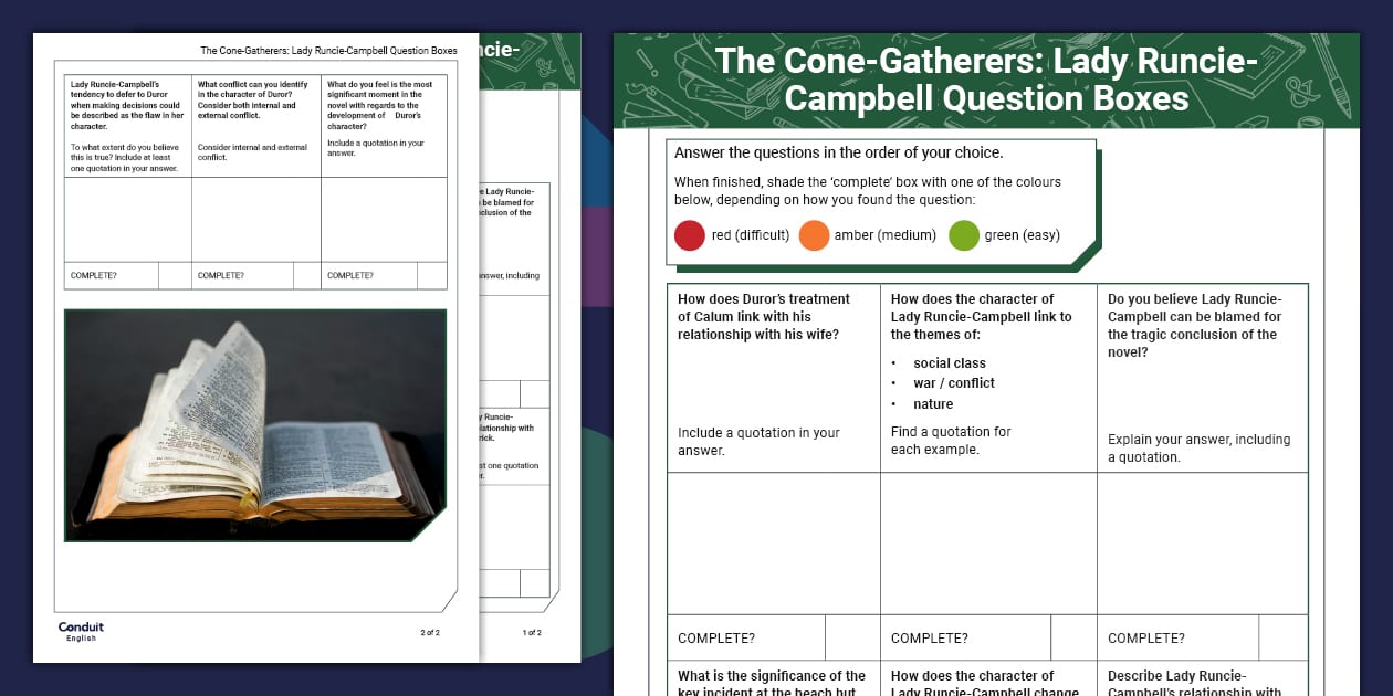 The Cone-Gatherers: Lady Runcie-Campbell Question Boxes