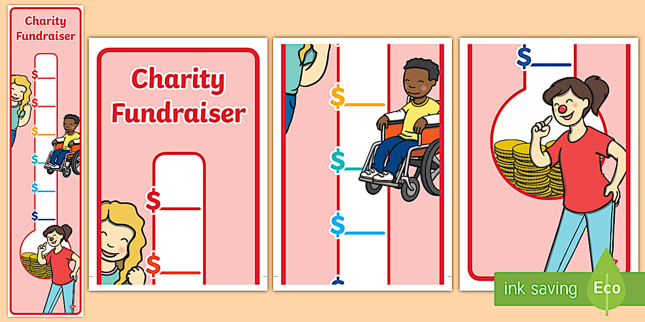 Red Nose Day Fundraising Thermometer Display Poster - Twinkl