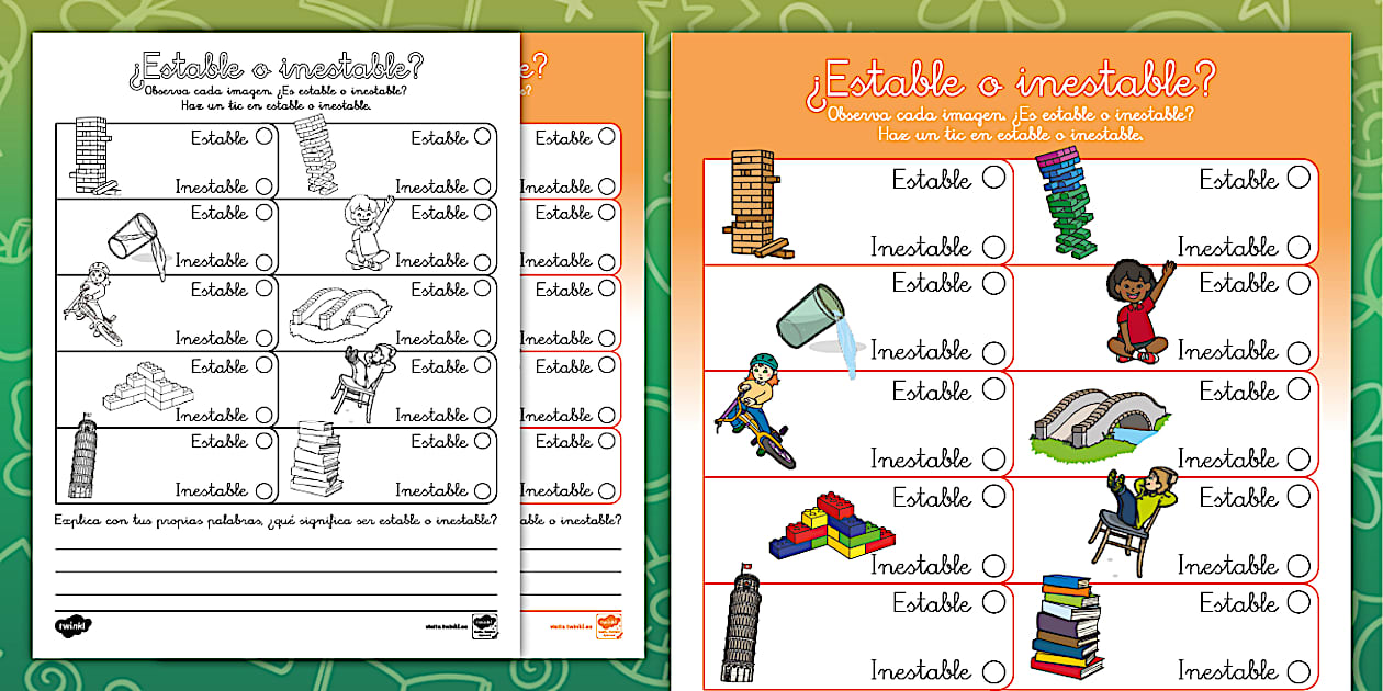 Ficha de actividad: ¿Estable o inestable?