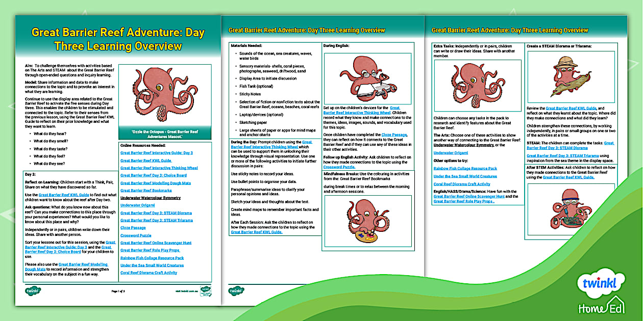 Great Barrier Reef Adventure: Day Three Learning Overview