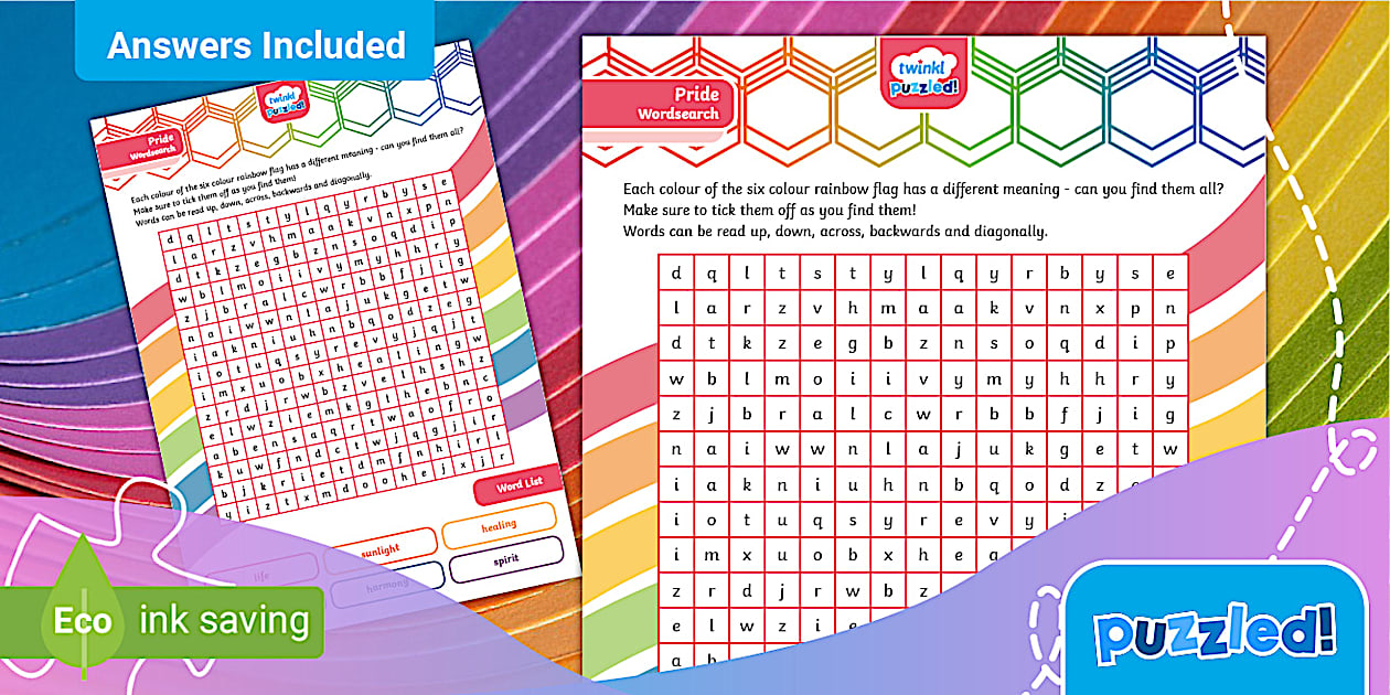 Pride Flag Word Search Puzzle (Teacher-Made) - Twinkl