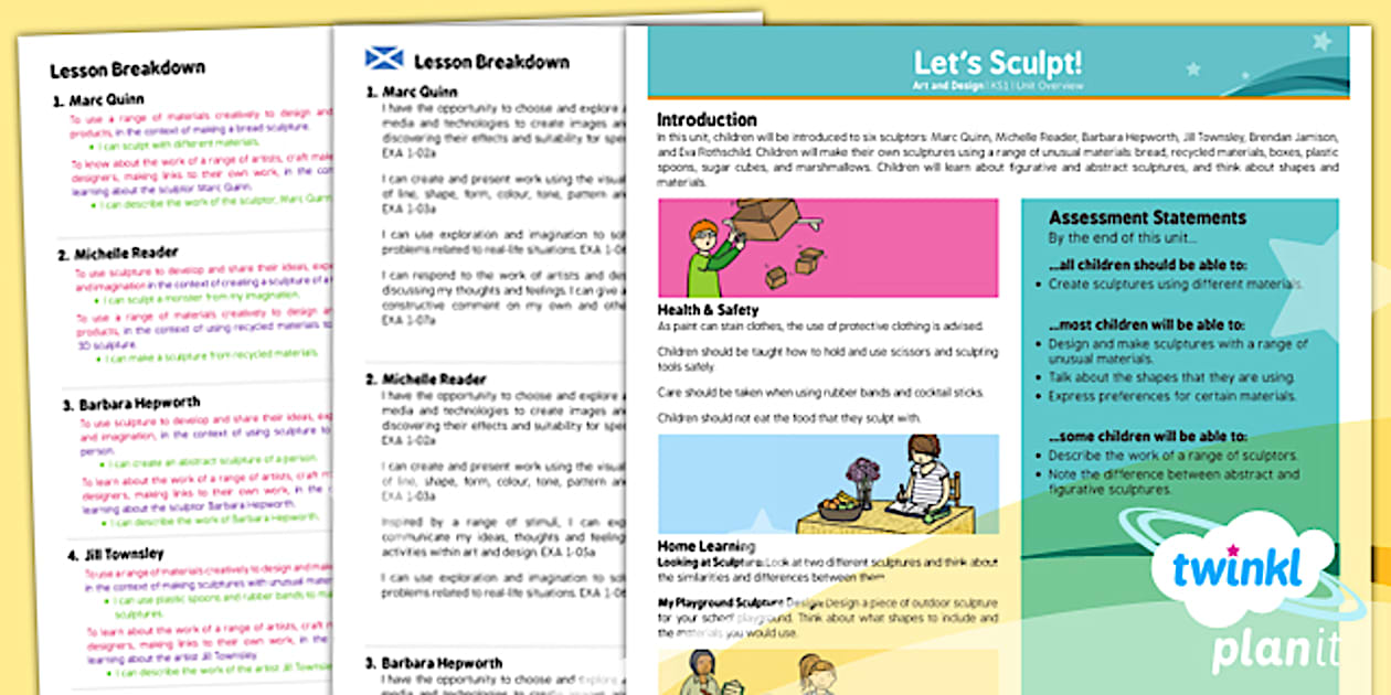 Art: Let's Sculpt KS1 Planning Overview CfE (teacher made)