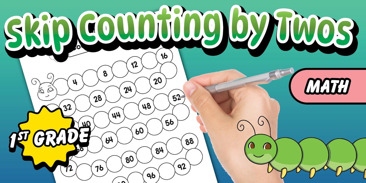 First Grade Skip Counting by 2s to 100 Worksheet - Twinkl