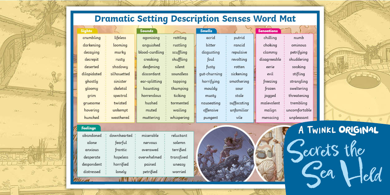 Editable Dramatic Setting Description Senses Word Mat