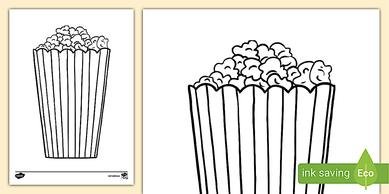 Popcorn Colouring Page (teacher made) - Twinkl