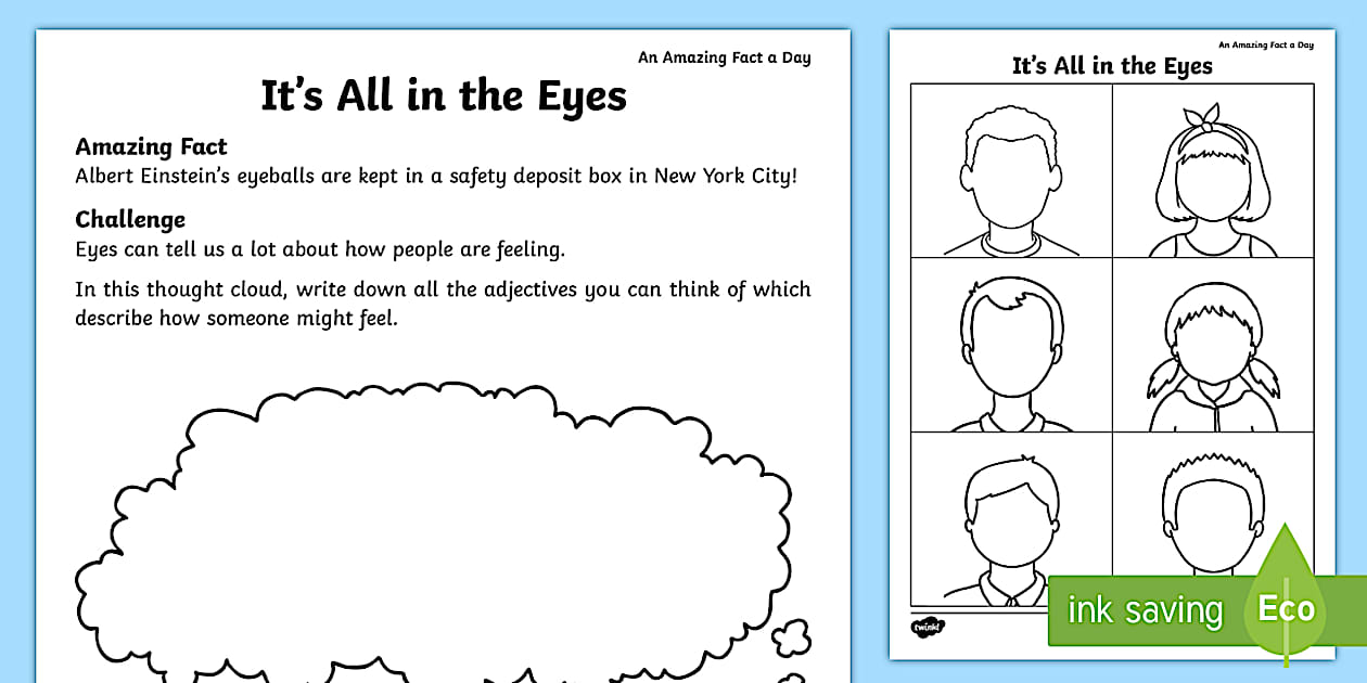 It's All in the Eyes Worksheet / Worksheet - Twinkl