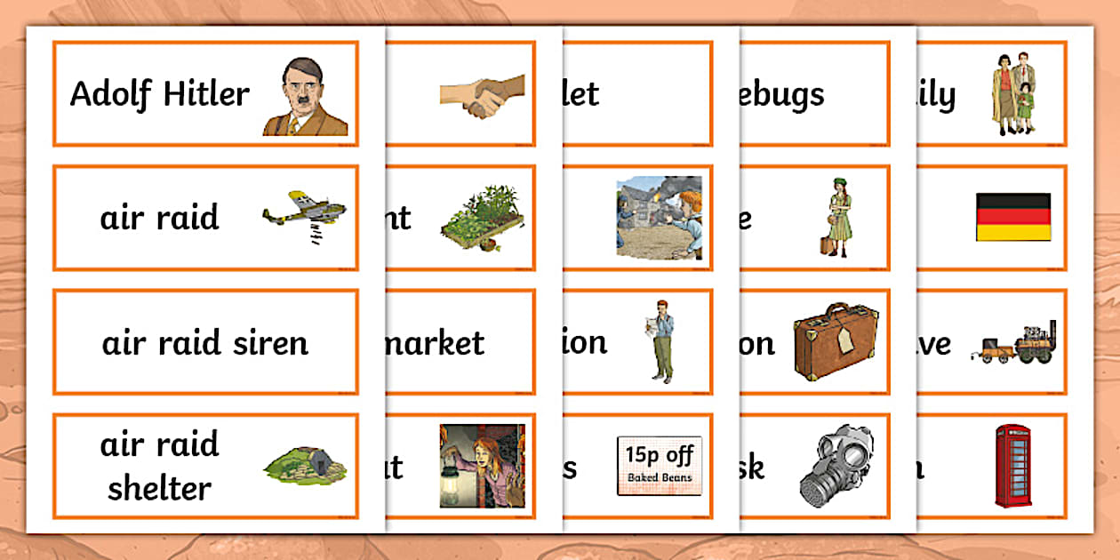 World War Two Vocabulary Word Cards (KS2 War Story 'Code-Cracking for