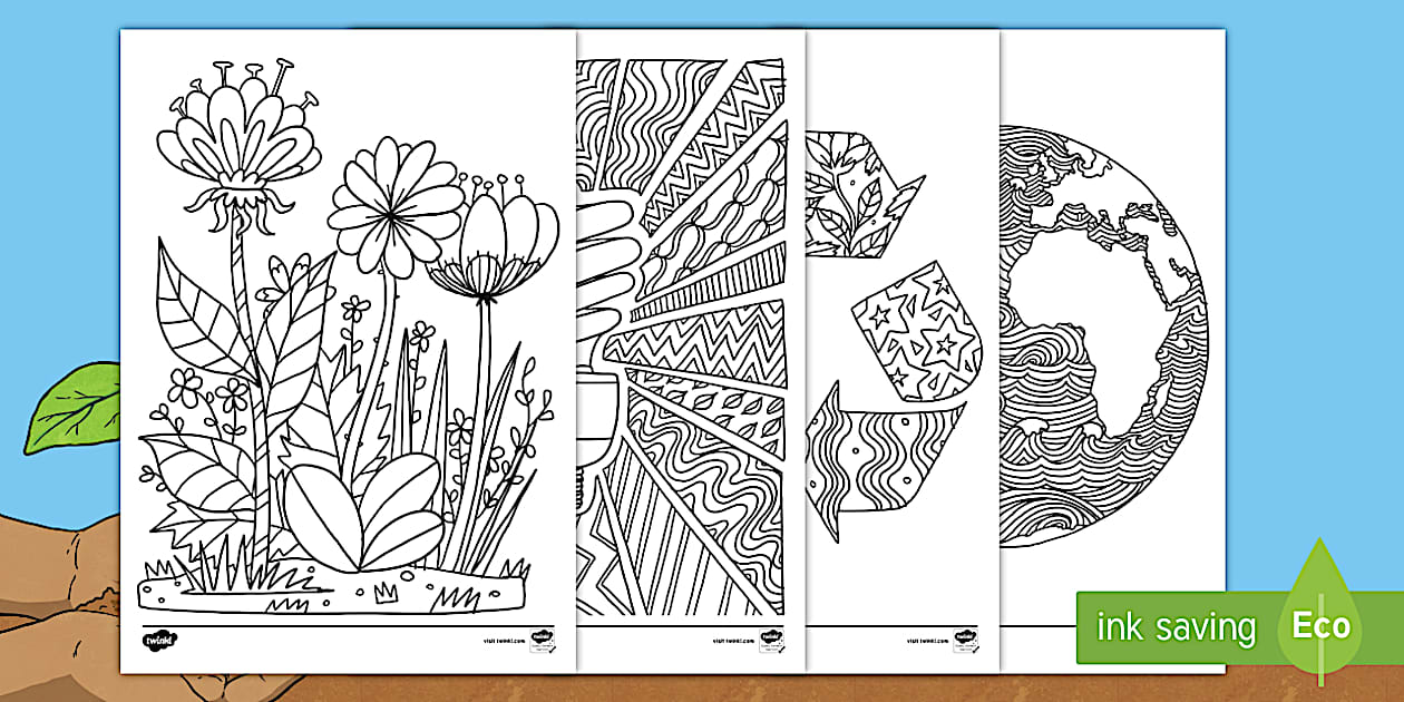 Earth Day Mindfulness Coloring Pages English/Spanish