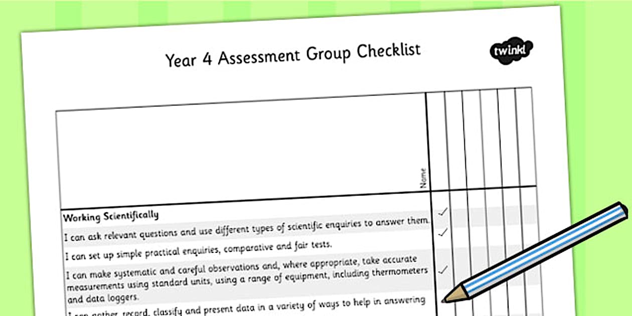 2014 National Curriculum Year 4 Science Assessment Group Checklist - target