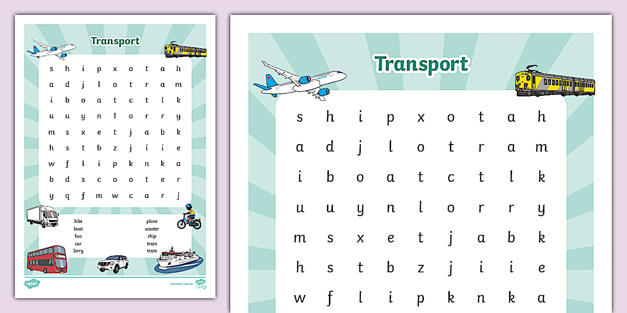 Transport Word Search | Twinkl Australia