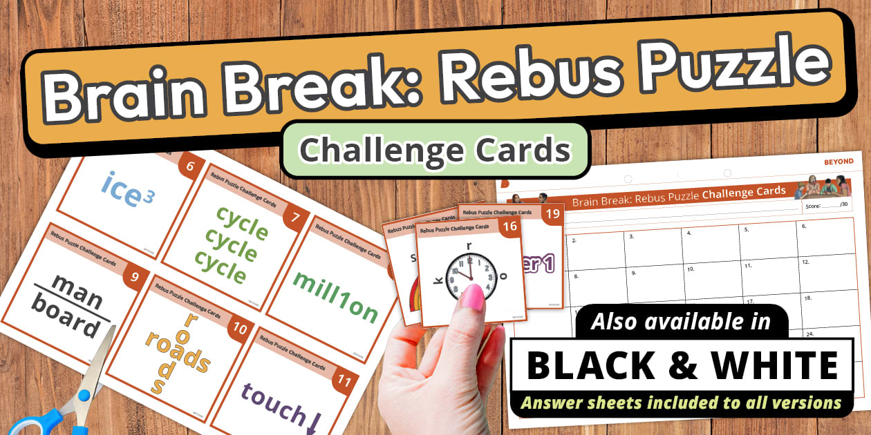 Rebus Puzzle Challenge Cards for Years 7-10